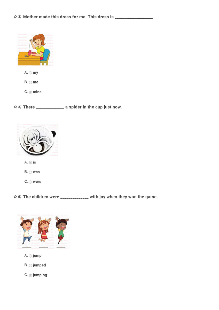 Class 1 English Mock Test 04 Olympiad Tester