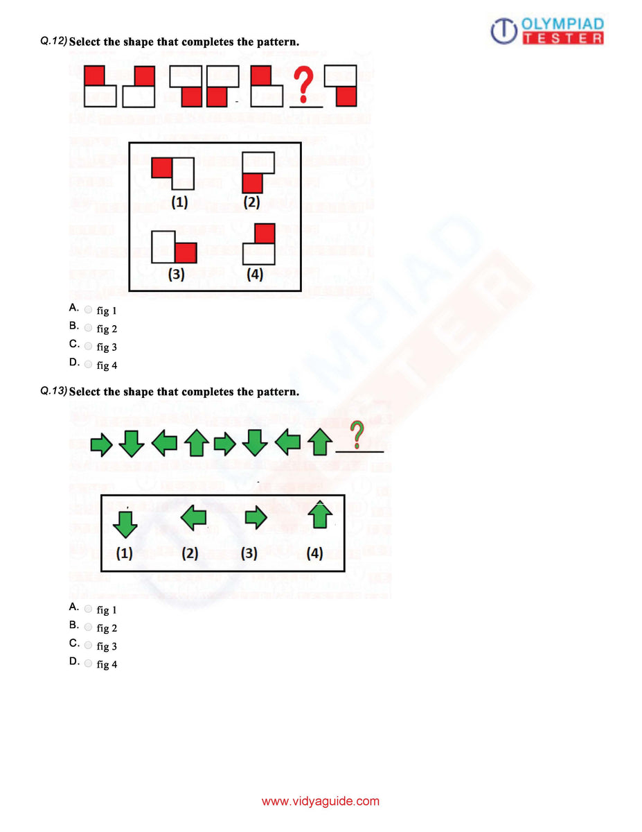 Class 1 Reasoning Olympiad Sample Paper Pdf Worksheet 03 Olympiad