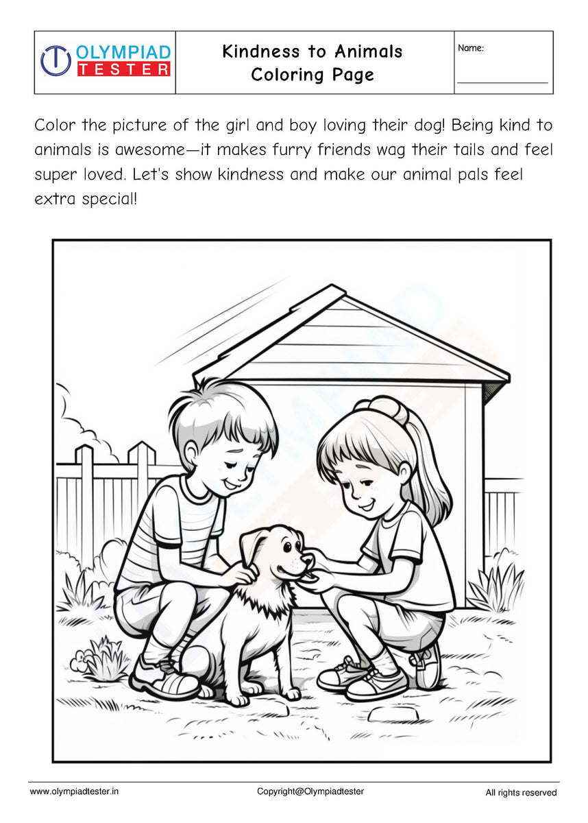 Kindness to Animals Coloring Page | Olympiad tester