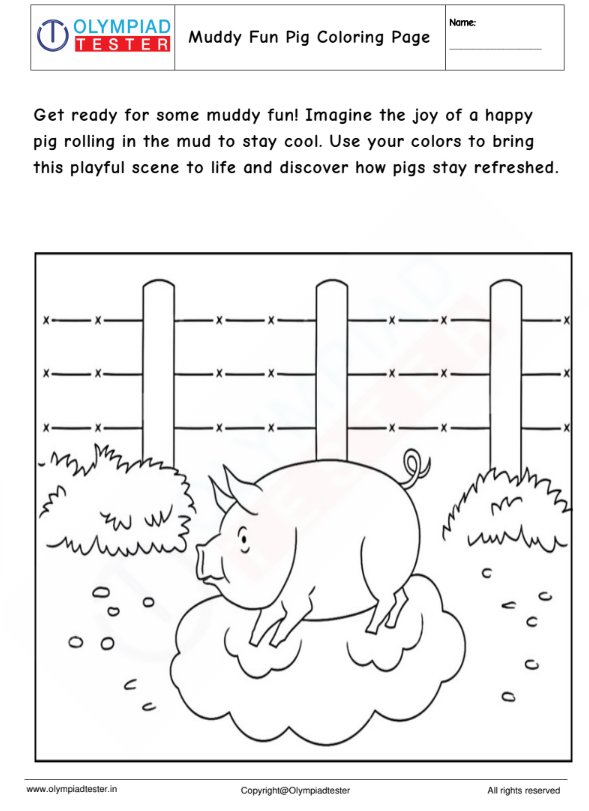 Muddy Fun Pig Coloring Page | Olympiad tester