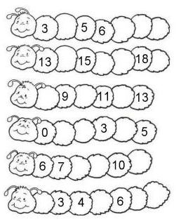 Caterpillar Missing Numbers & Coloring Fun Worksheet | Olympiad tester