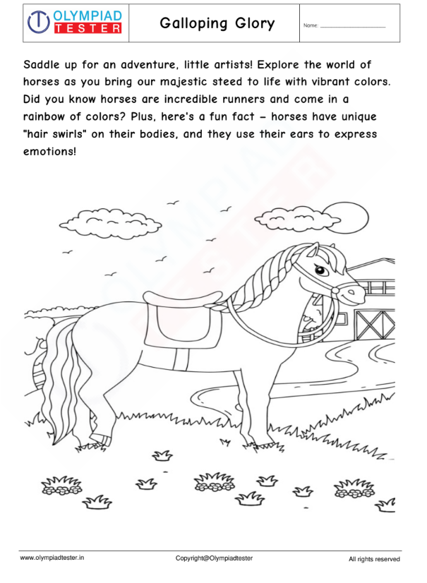 Galloping Glory: Horse Coloring Page | Olympiad tester