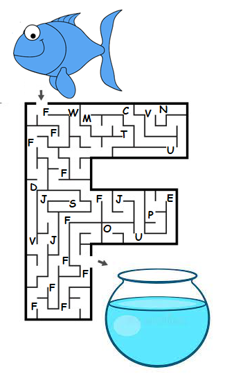 Kindergarten Maze Worksheets - Letter F | Olympiad tester
