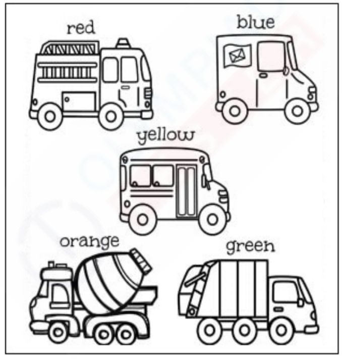 Community Vehicles Coloring Worksheet for Kindergarten | Olympiad tester