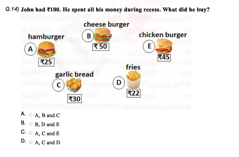 Class 1 IMO question paper on Money | Olympiad tester