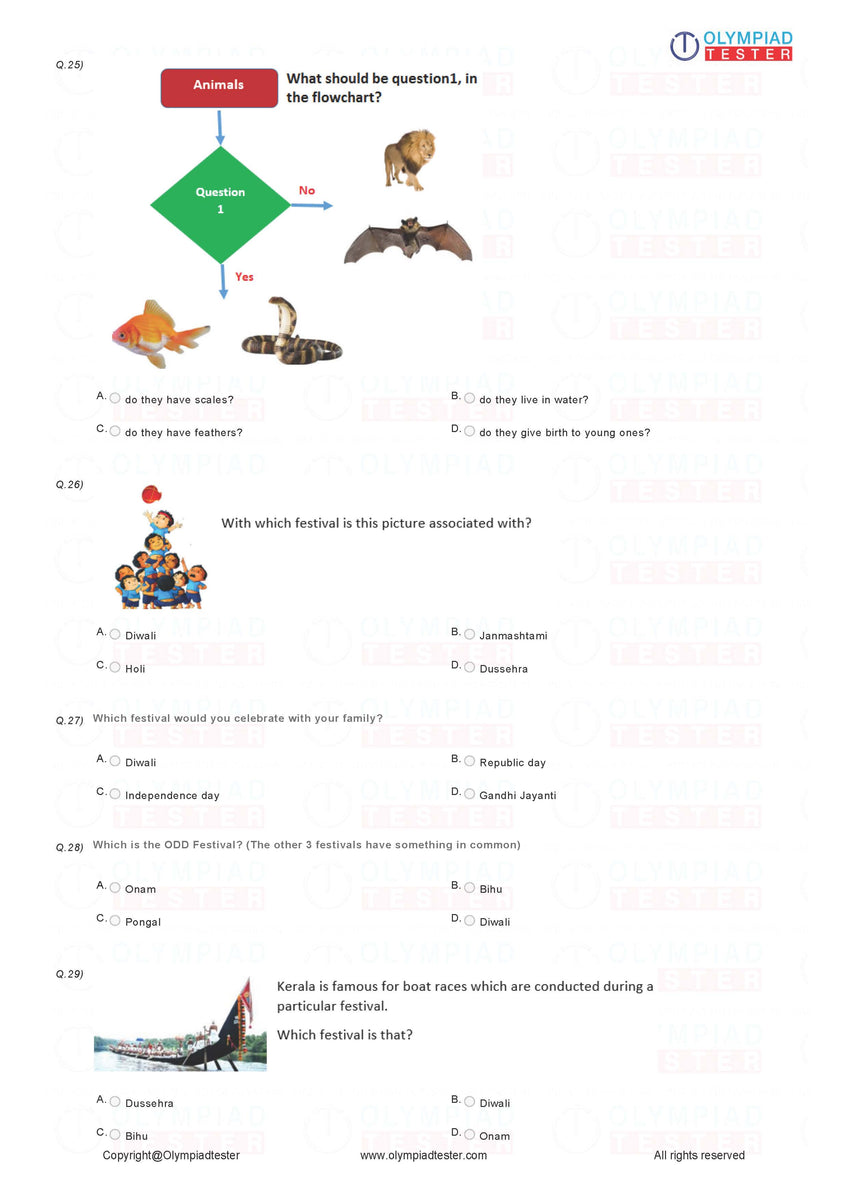 Class 1 Science Mock Test 20 Olympiad Tester