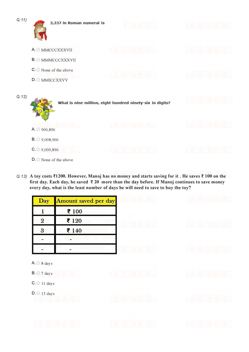 Class 4 Maths HOT - Pdf worksheet 02 | Olympiad tester