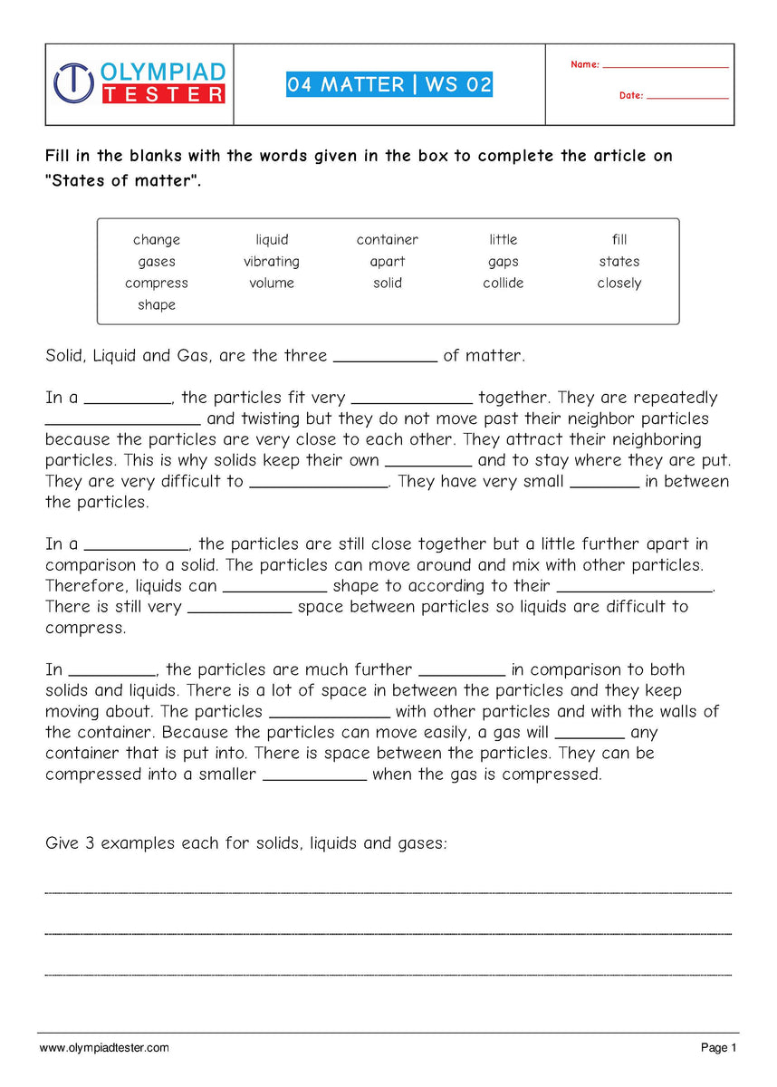 CBSE Class 4 Science HOTS Worksheets - Matter and materials - Set 01 ...