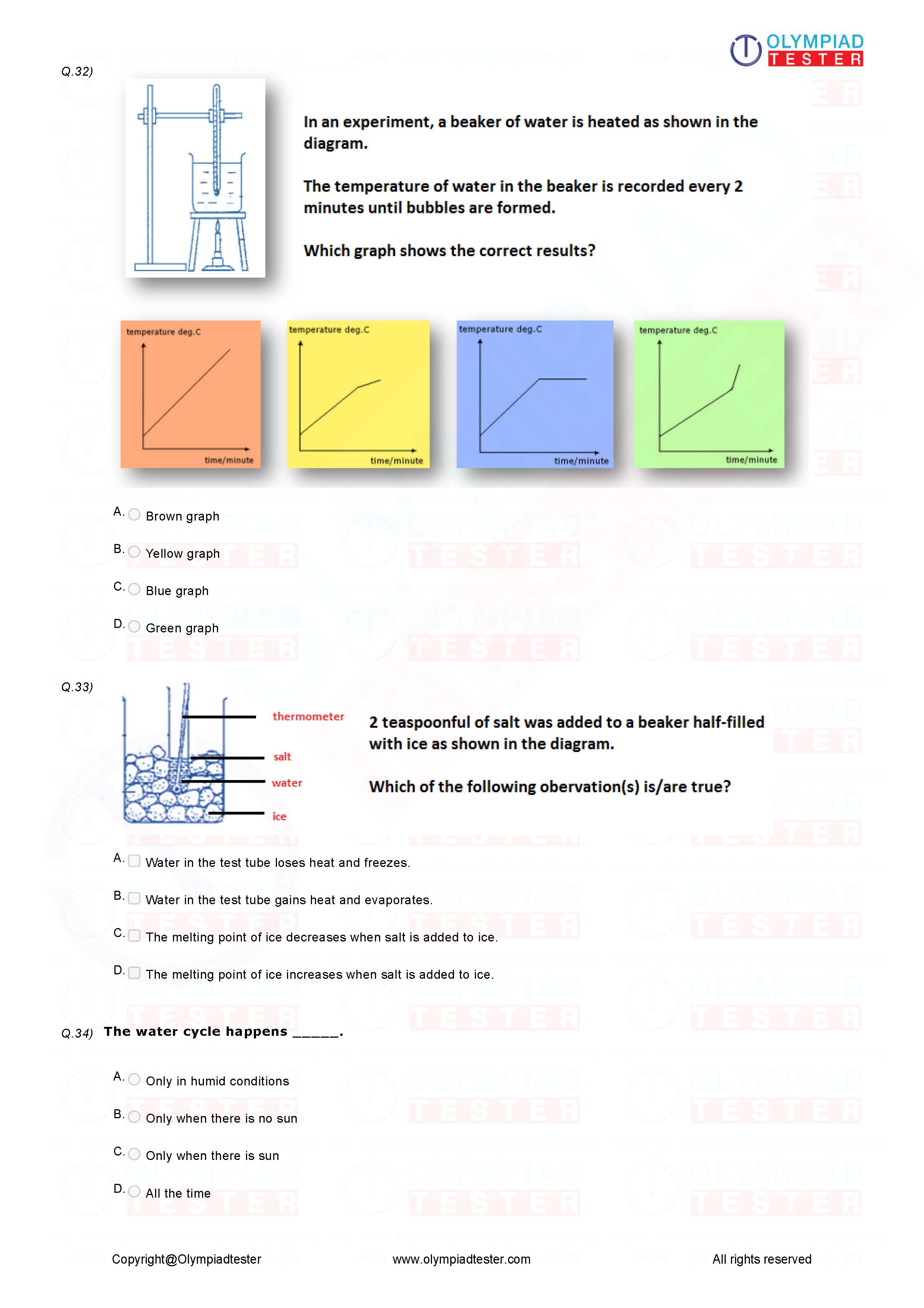 Science Olympiad Class 4 Sample Question Paper 16 Olympiad Tester