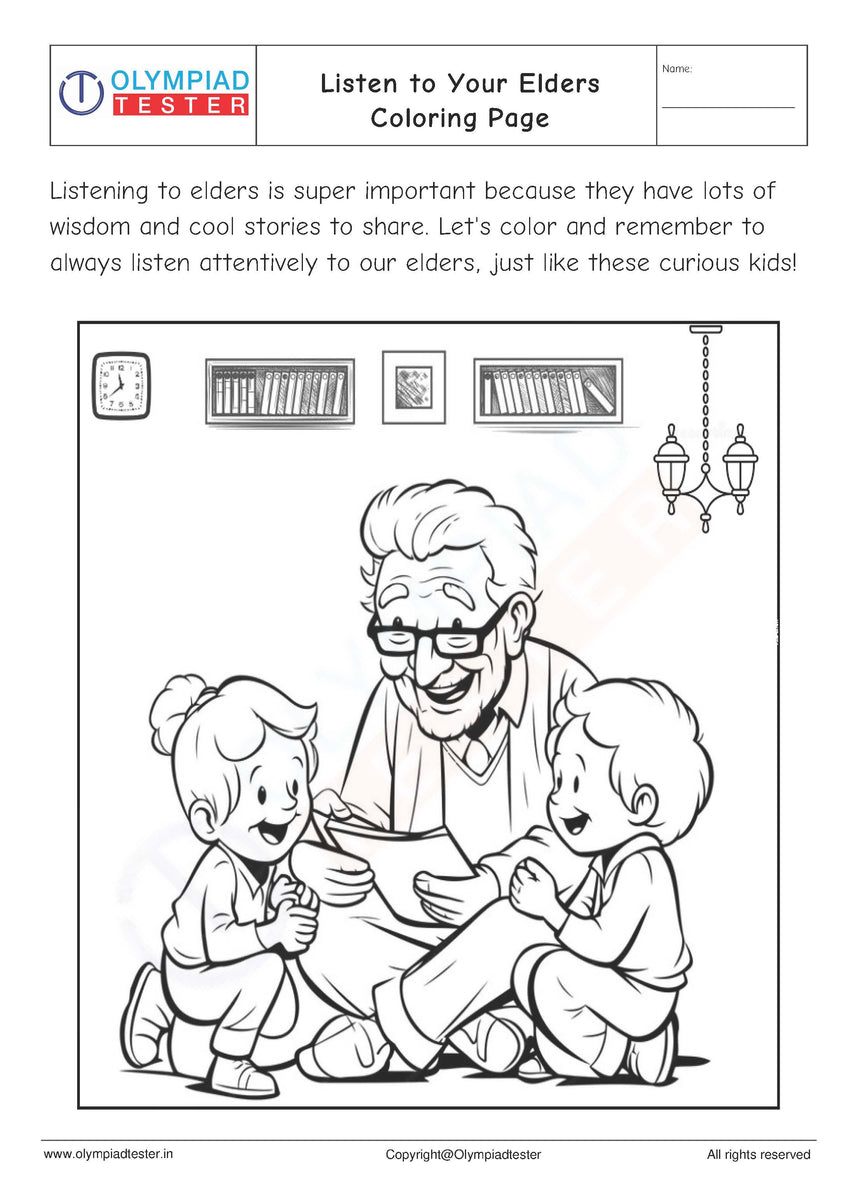 Listen to Your Elders Coloring Page | Olympiad tester