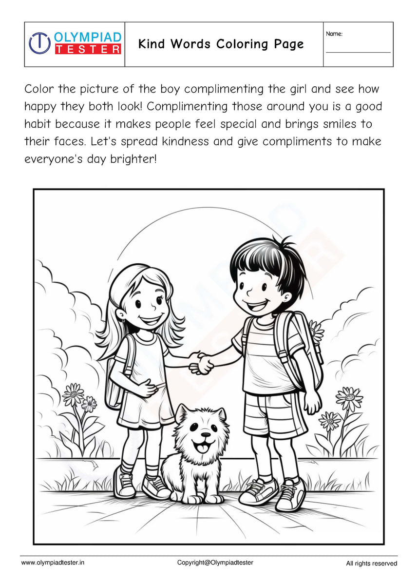 Kind Words Coloring Page | Olympiad tester