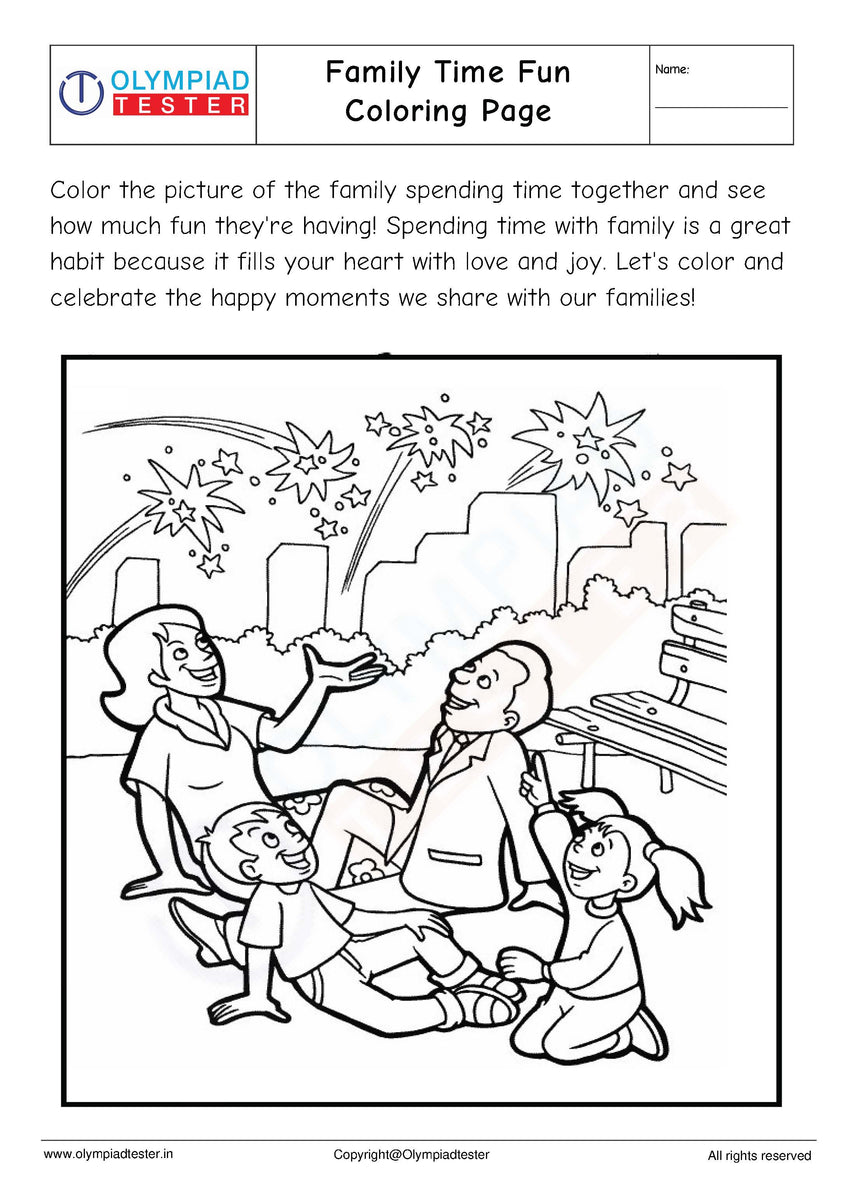 Family Time Fun Coloring Page | Olympiad tester