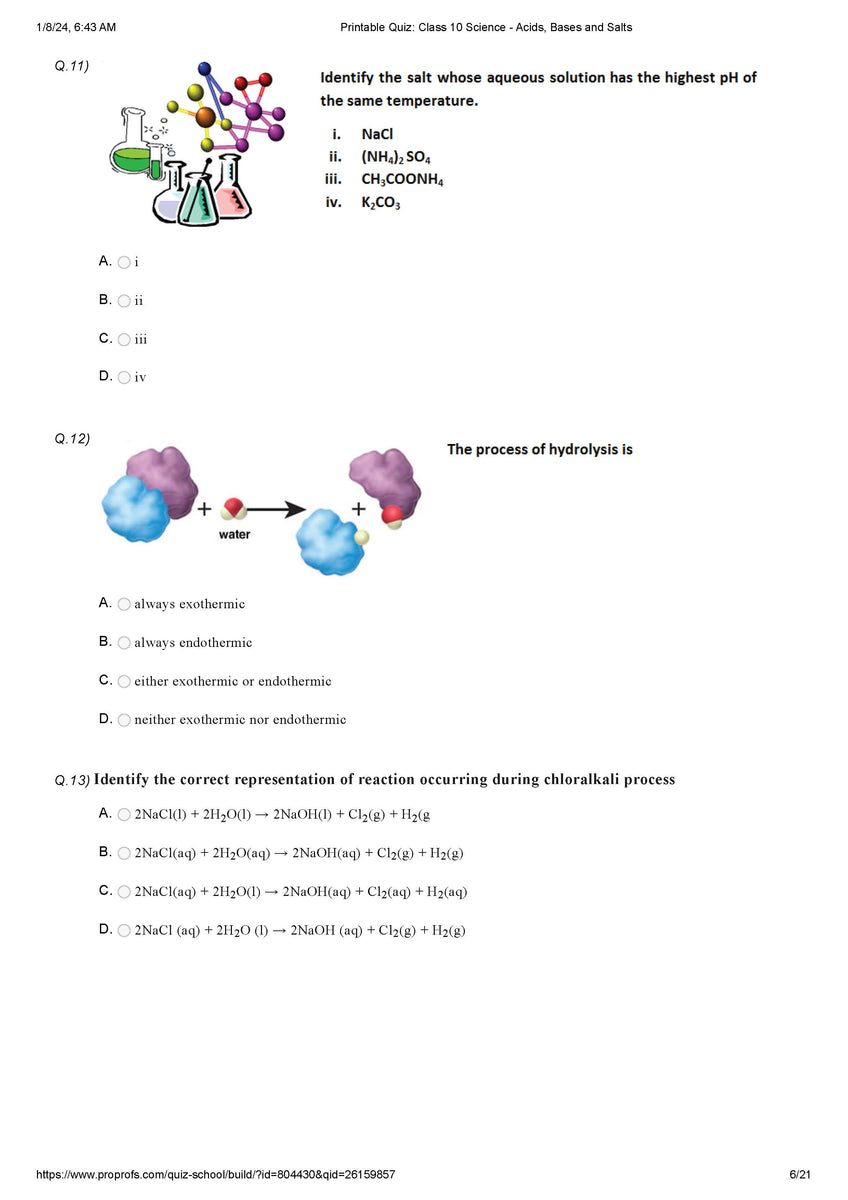 Science Olympiad Class 10 - Sample question paper 09 | Olympiad tester