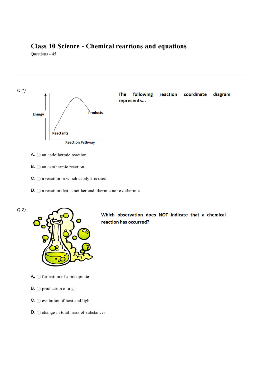 Science Olympiad Class 10 - Sample question paper 18 | Olympiad tester