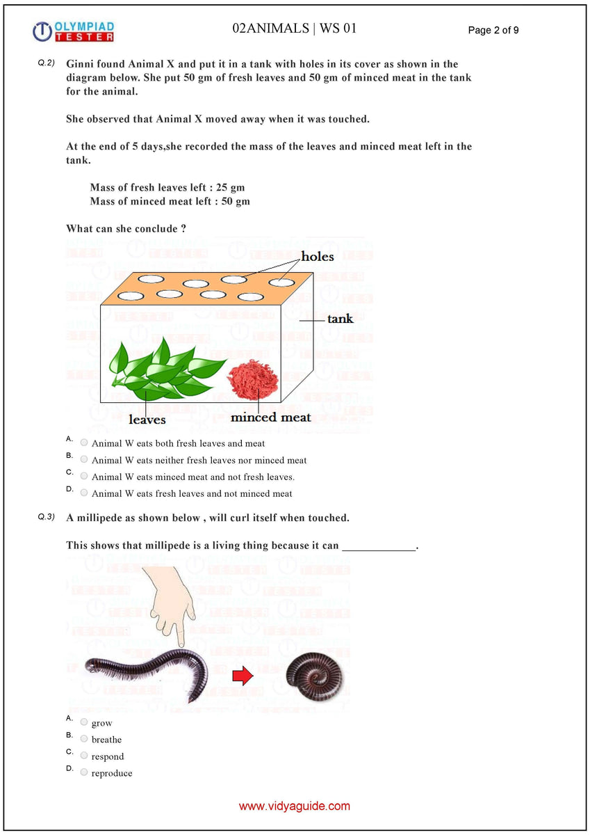 Class 2 Science - Worksheet 02 | Olympiad tester