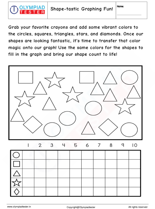 Kindergarten Math Worksheet - Shape Graphing | Olympiad tester