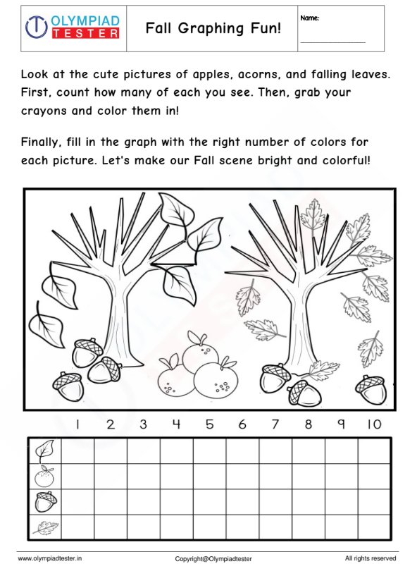 Kindergarten Math Worksheet: Fall Graphing Fun | Olympiad tester