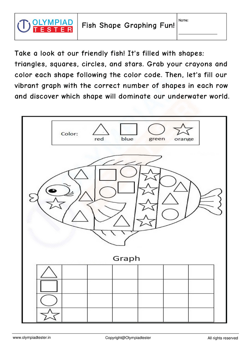 Colorful Fish Shape Graphing: Kindergarten Math Fun | Olympiad tester