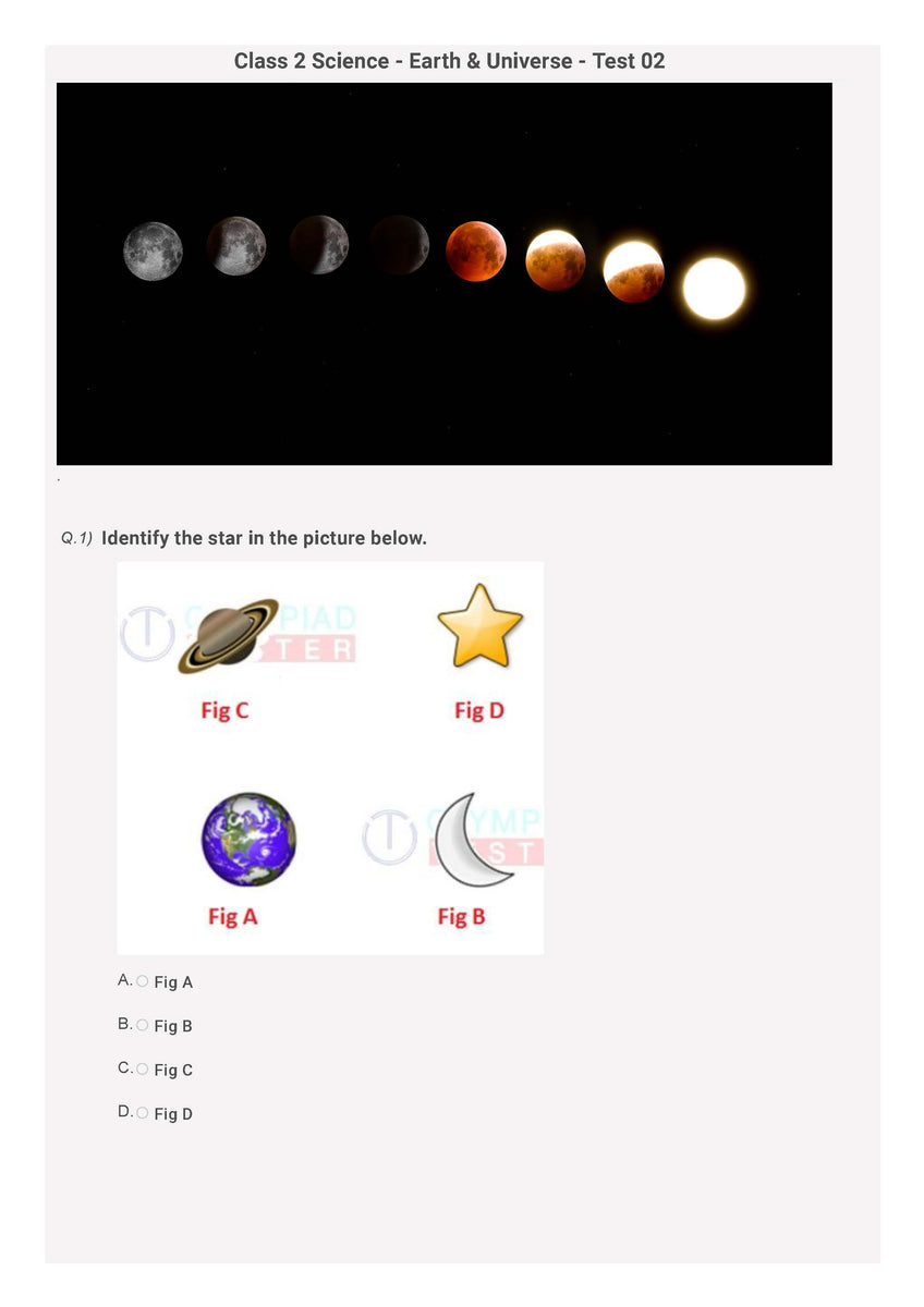 Class 2 Science HOTS - Earth & Universe - Worksheet 01 | Olympiad tester