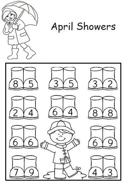 Kindergarten Math Marvels: April Showers Number Comparison | Olympiad ...