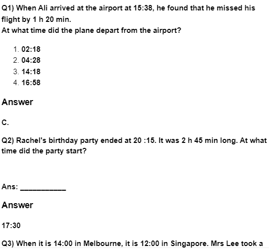 Time Word Problems Grade 4 Olympiad Tester