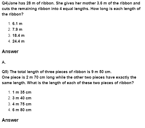 Class 4 Measurement CBSE Questions & Answers | Olympiad tester