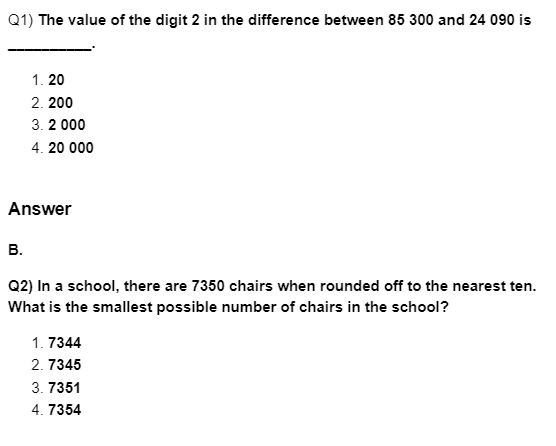 4th grade numbers worksheets | Olympiad tester