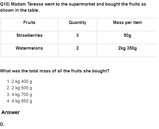 CBSE Class 4 Maths Measurement MCQs | Olympiad tester