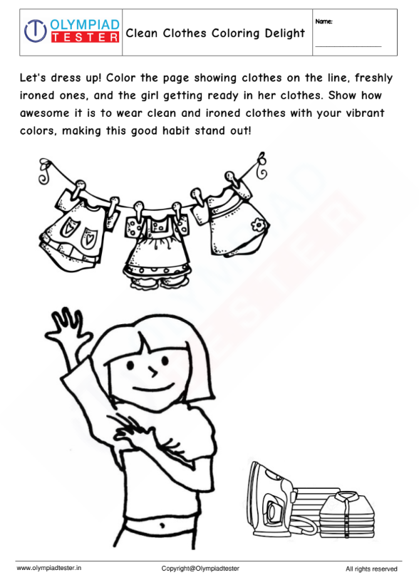 Kindergarten Healthy Habits Worksheet: Clean Clothes Coloring ...
