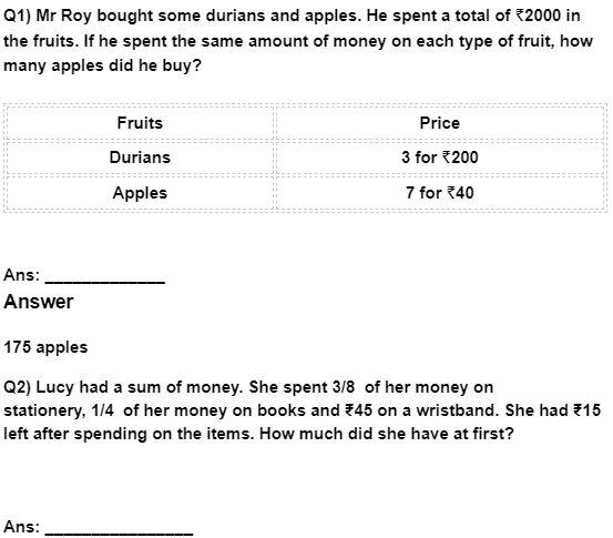 Worksheet: Money - Mathematics for Class 4 PDF Download | Olympiad tester