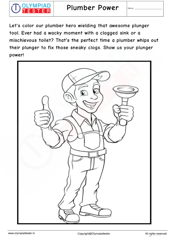Plumber Coloring Page : Plunger Tool Power | Olympiad tester