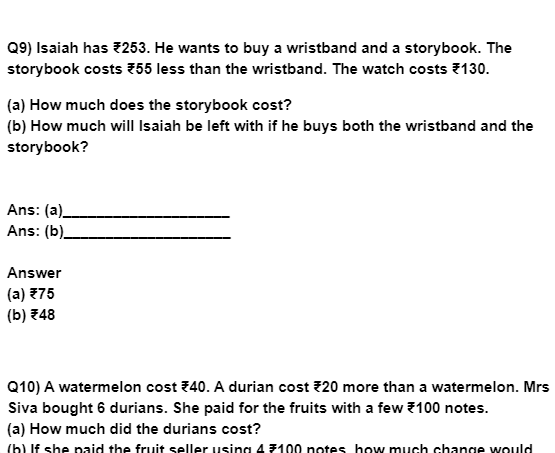 Money Questions for Class 2 | Olympiad tester