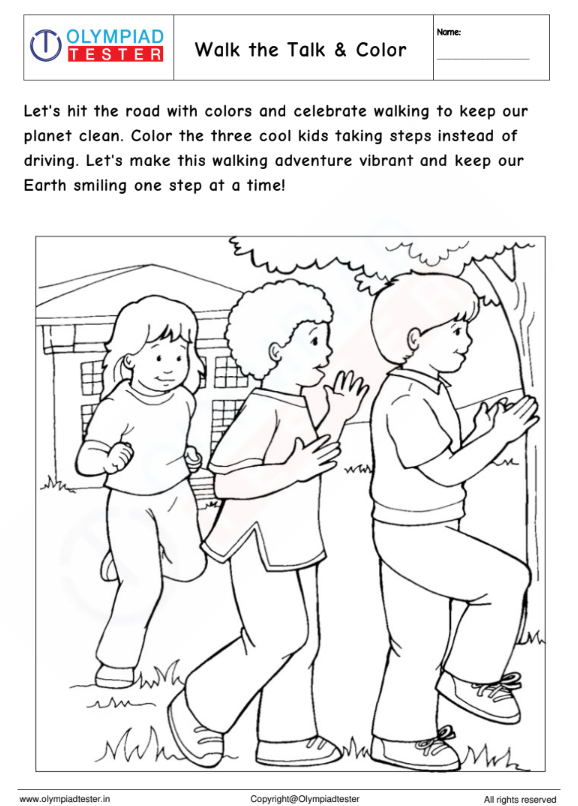 Kindergarten Coloring Worksheet - Walk the Talk & Color | Olympiad tester