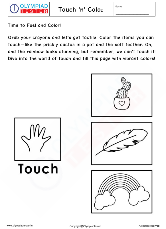 Kindergarten Worksheet : Touch 'n' Color | Olympiad tester