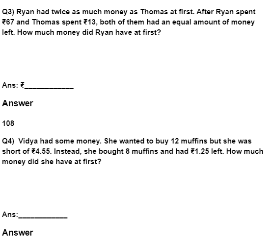 Money word problems - Grade 4 | Olympiad tester