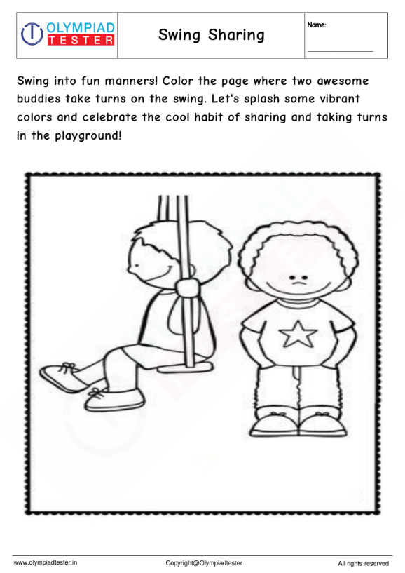 Good habits worksheets :Swing Sharing | Olympiad tester