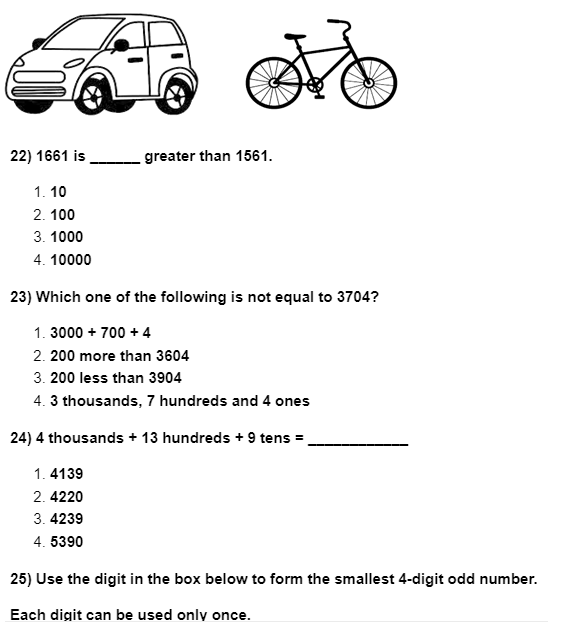3rd grade number worksheet | Olympiad tester