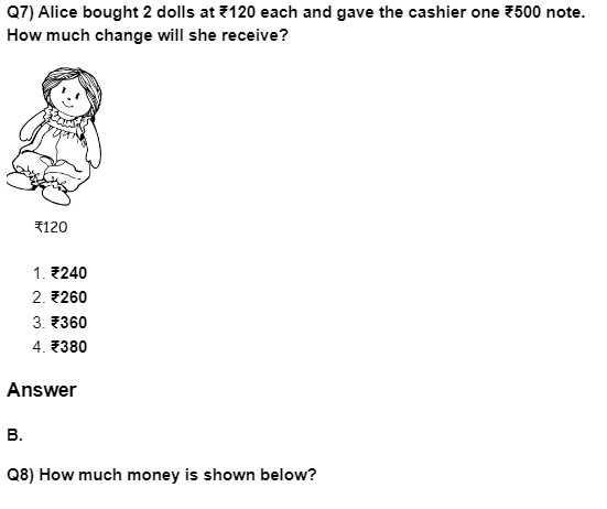 Money-MCQ worksheet for Class 2 | Olympiad tester