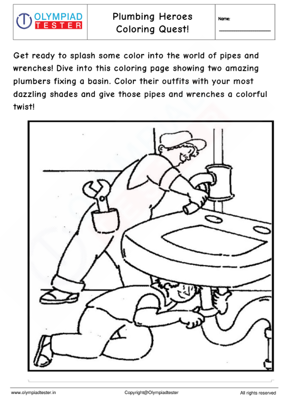 Plumber community helper coloring page | Olympiad tester