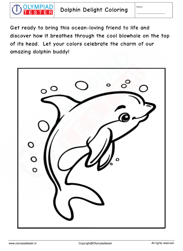 Dolphin Coloring Page | Olympiad tester