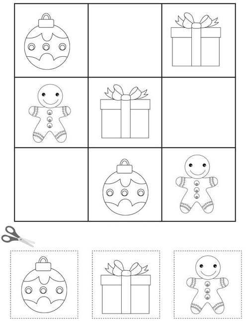 Free Kindergarten Worksheets - Christmas 43 | Olympiad tester