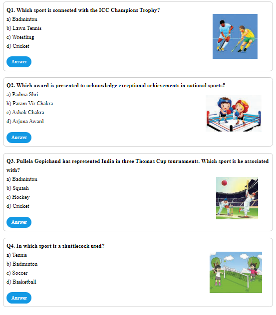 Class 3 GK Questions - Sports and entertainment | Olympiad tester