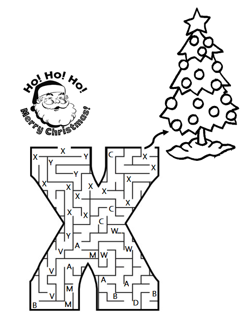 Kindergarten Maze Worksheets - Letter X | Olympiad tester