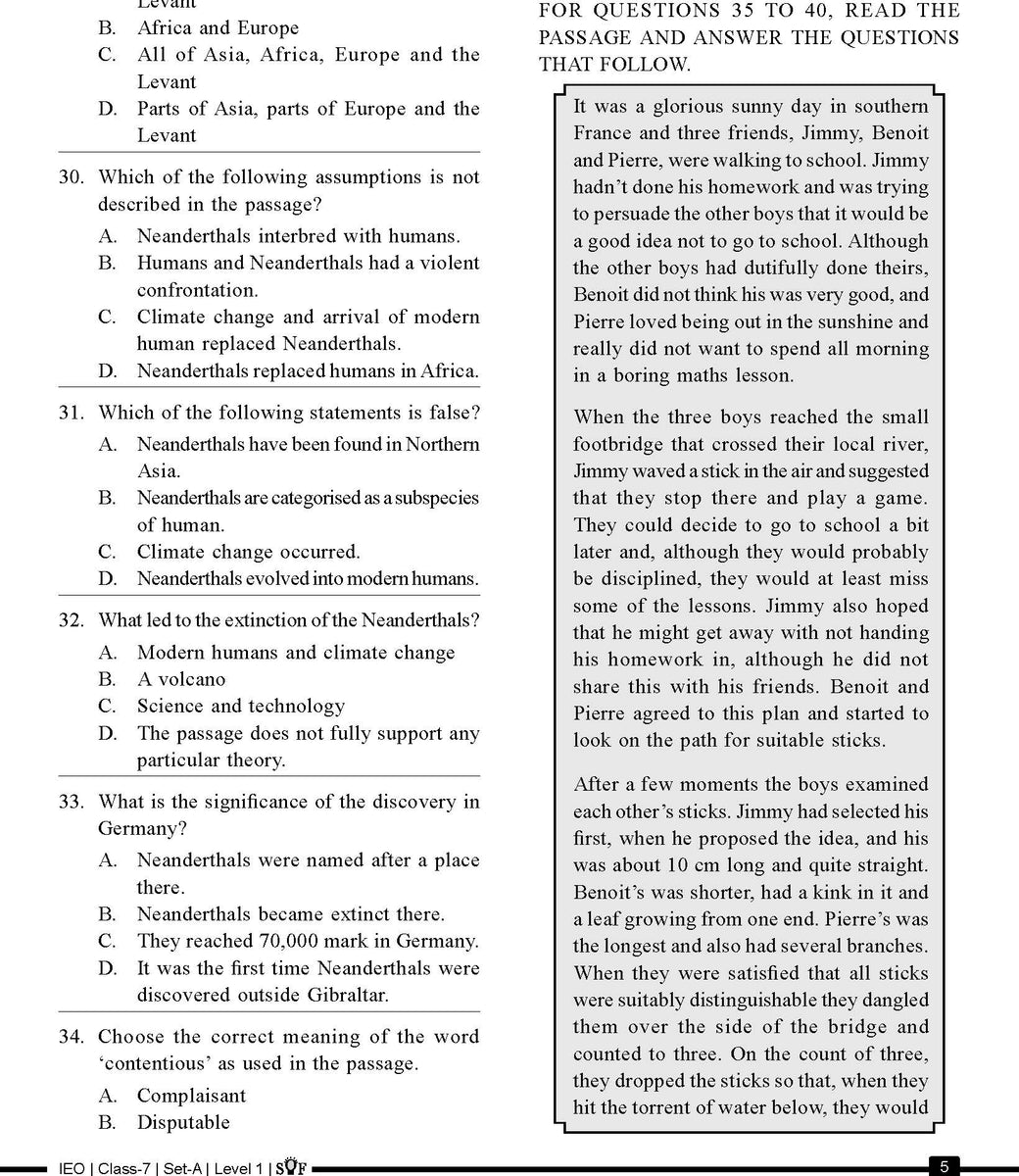 English Olympiad Class 8 - Sample paper 06 | Olympiad tester