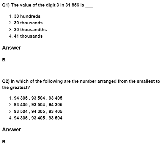 Class 4 Maths - Number system - Set 04 | Olympiad tester