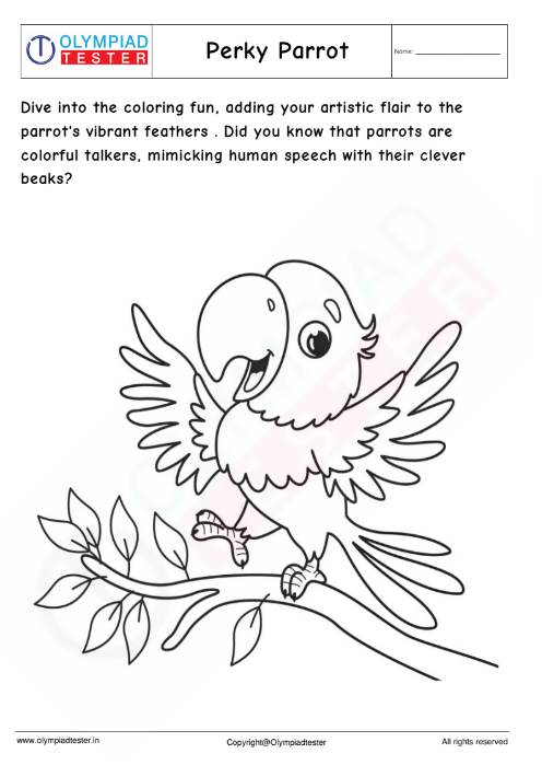 Perky Parrot Coloring Page | Olympiad tester