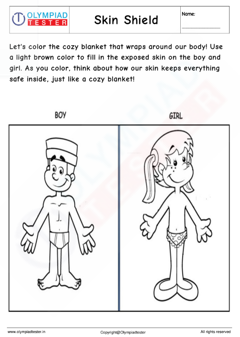 Human Body Worksheet - Skin Shield Coloring Fun! | Olympiad tester