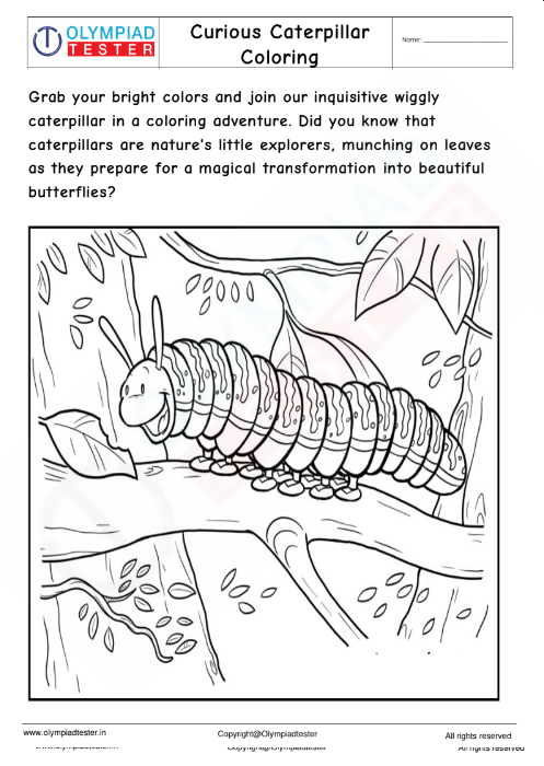 Curious Caterpillar Coloring Page | Olympiad tester