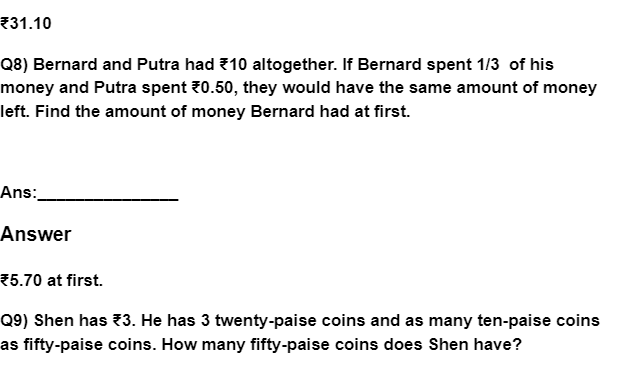 Class 4 Money CBSE Questions & Answers | Olympiad tester