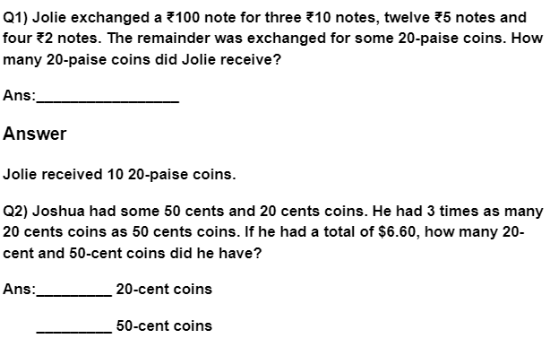 CBSE Class 4 Money Questions & Answers | Olympiad tester